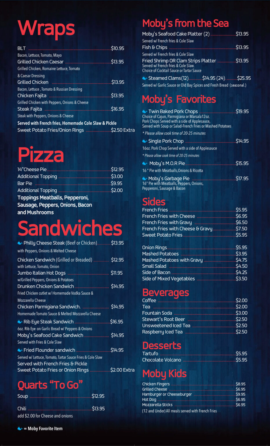 Our Menu – MobyDicks